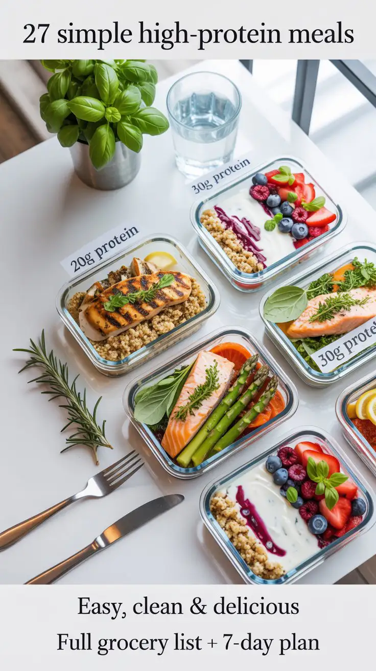 27 Simple & Clean High-Protein Meals + Grocery List | Lifebing